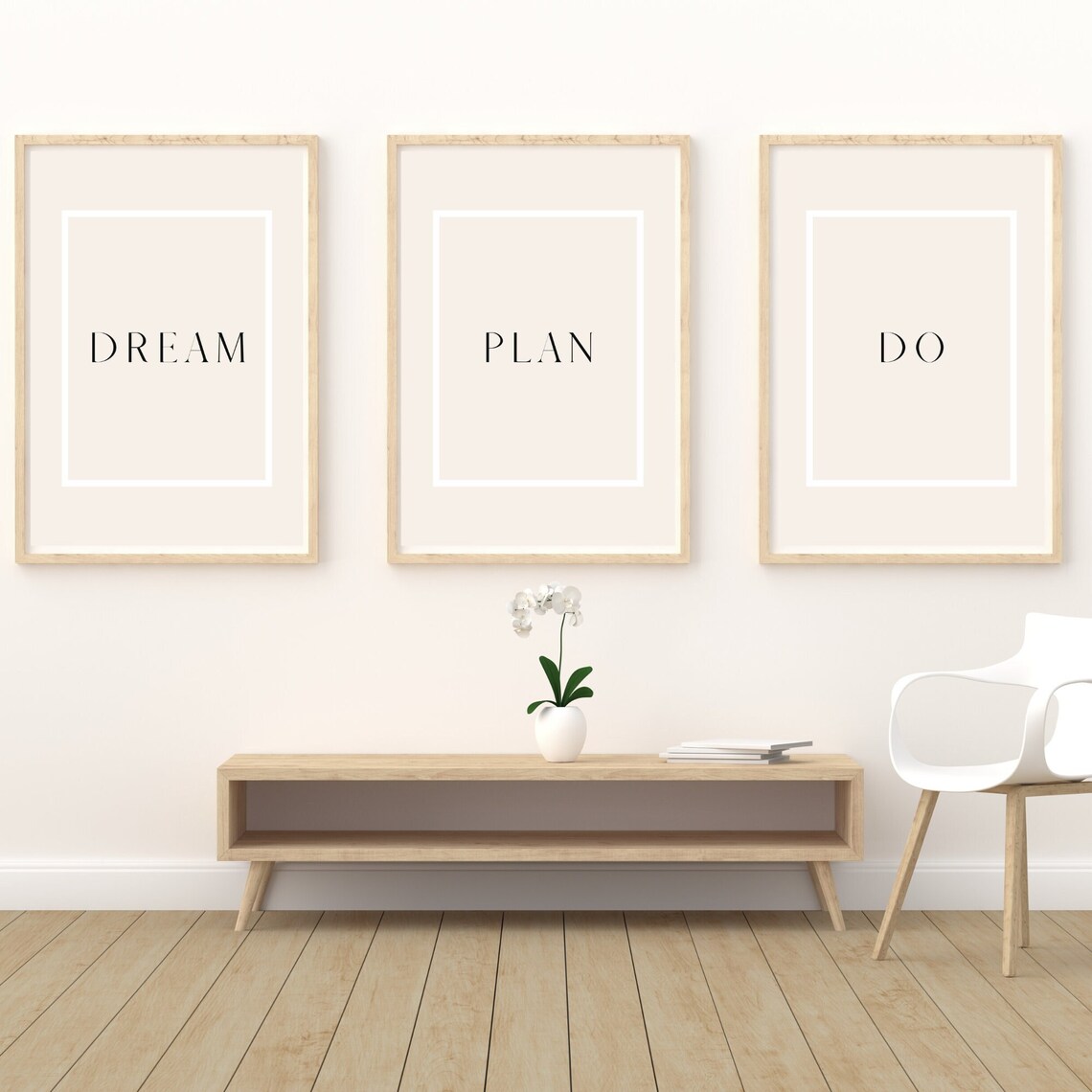 Dream. Plan. Do. Triple Picture Printable Wall Art Set of Three Light ...