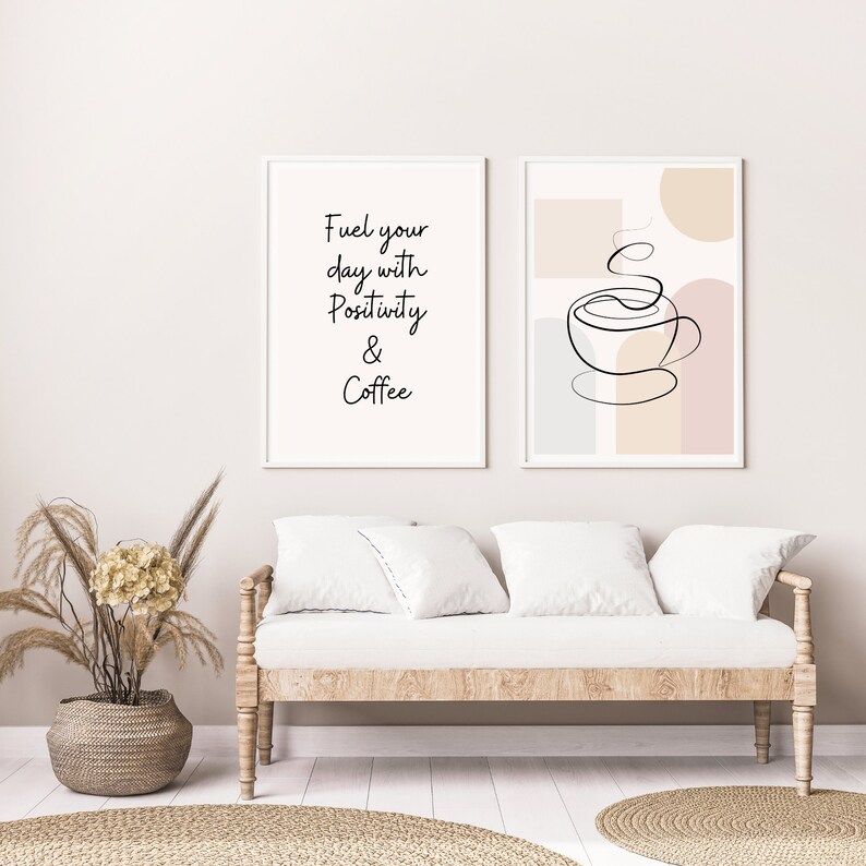 Bohemian Boho Coffee Set of Two Printable Wall Art With Motivational ...