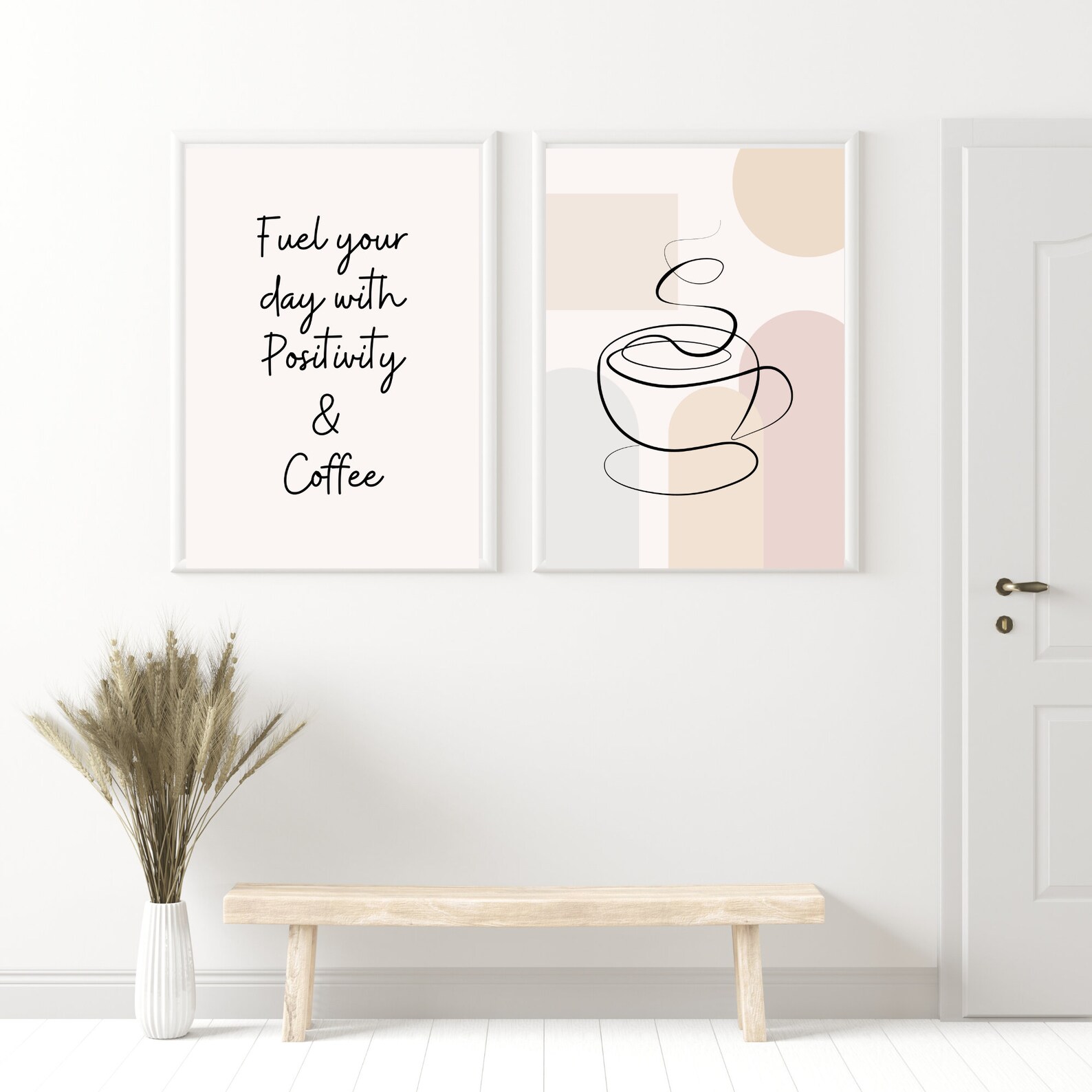 Bohemian Boho Coffee Set of Two Printable Wall Art With Motivational ...