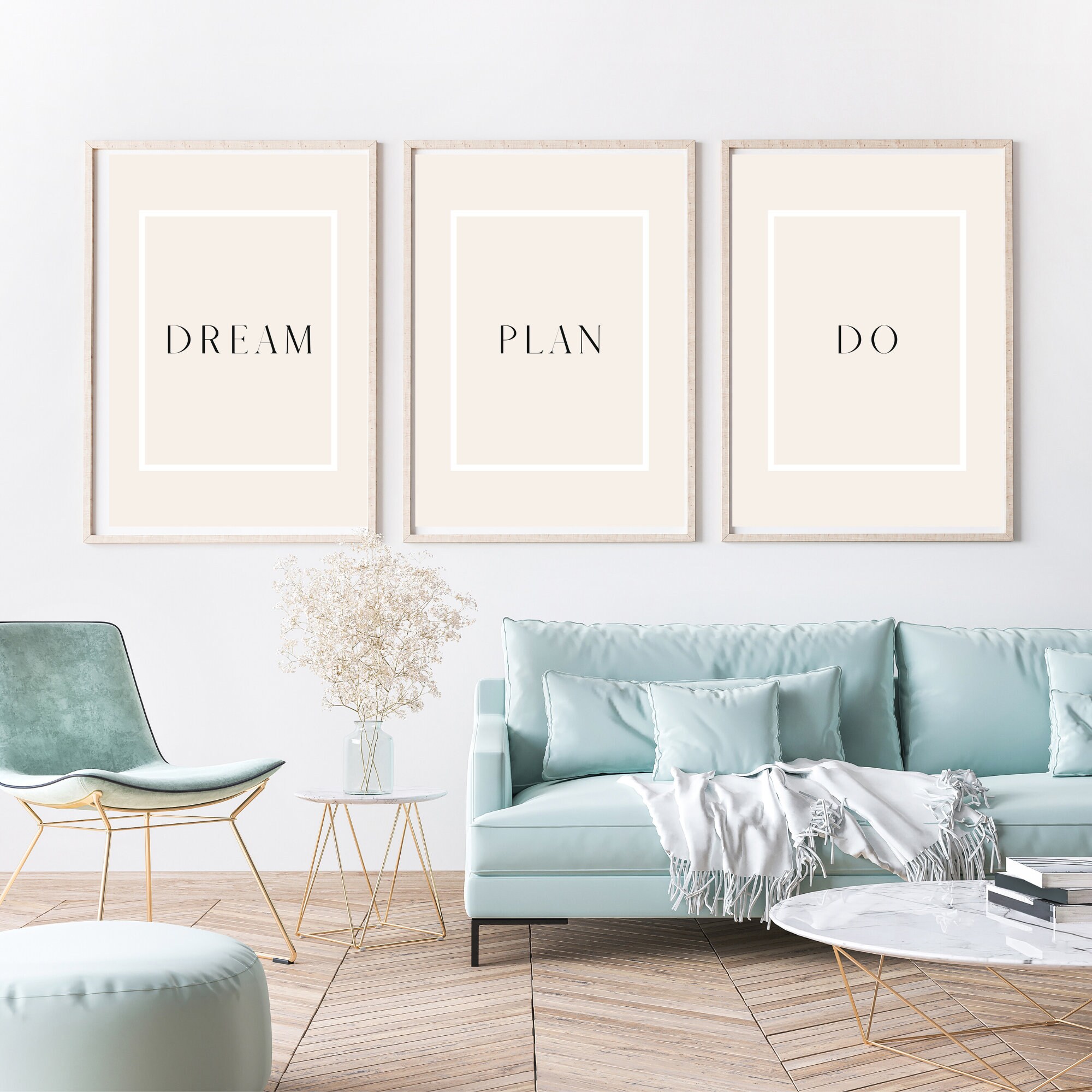 Dream. Plan. Do. Triple Picture Printable Wall Art Set of Three Light ...