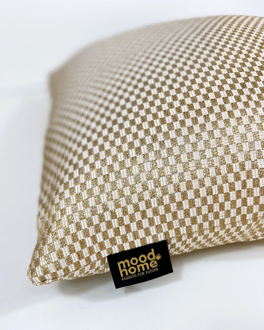 Luxury Checker Pillow Cover: Gold Cream Woven Cushion - Etsy