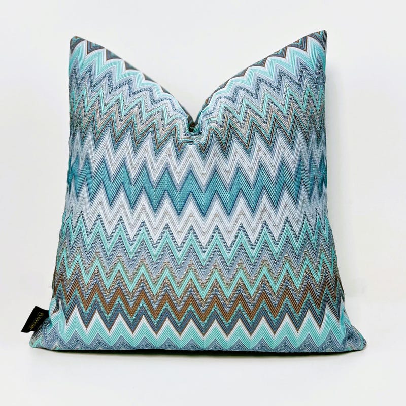 Blue Chevron Pillow - Etsy