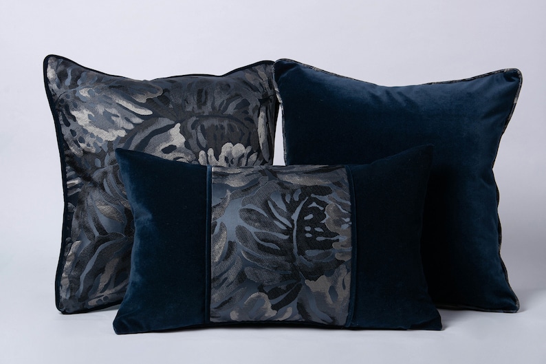 Luxury Navy Blue Velvet Pillow Coverblue Velvet Pillow - Etsy