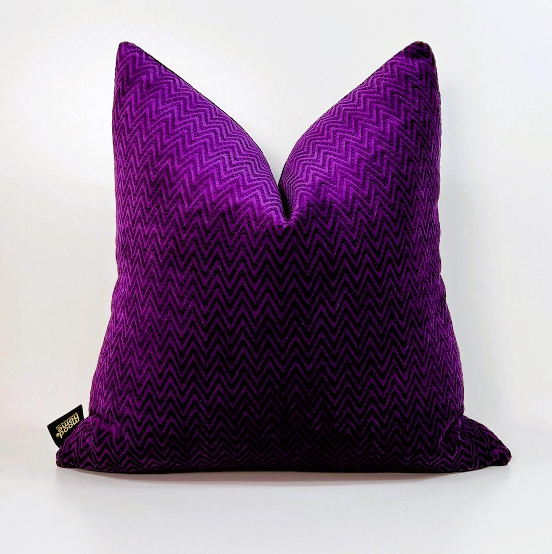 Luxury Chevron Purple Velvet Pillow Cover: Decorative Throw Cushion - Etsy