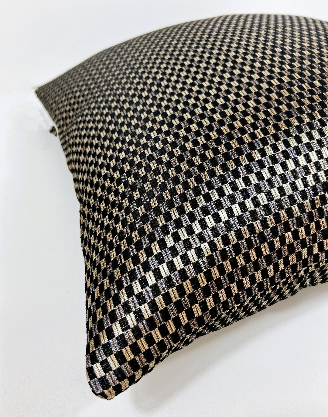 Luxury Checker Pillow Cover: Gold & Black Woven Cushion - Etsy