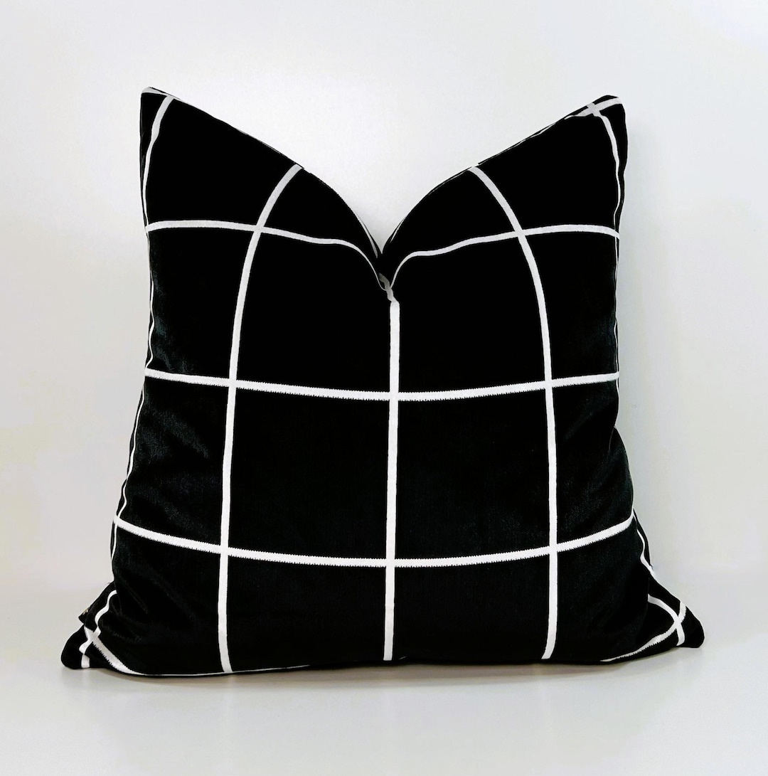 Checkered Pillow Cover, Black and White Checkered Pillow, Geometric ...