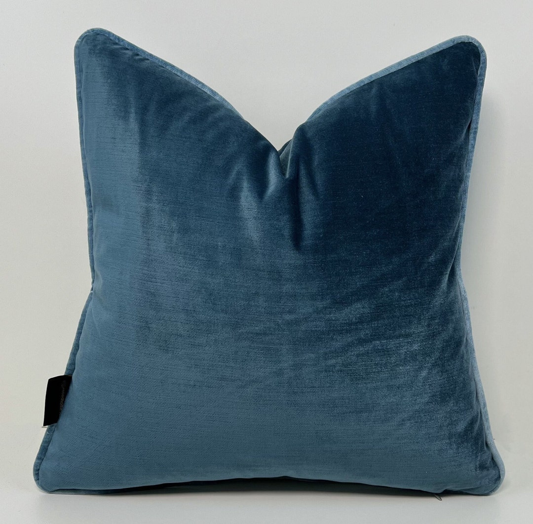 Luxury Dusty Blue Velvet Pillow Cover: Smokey Blue Woven Cushion - Etsy