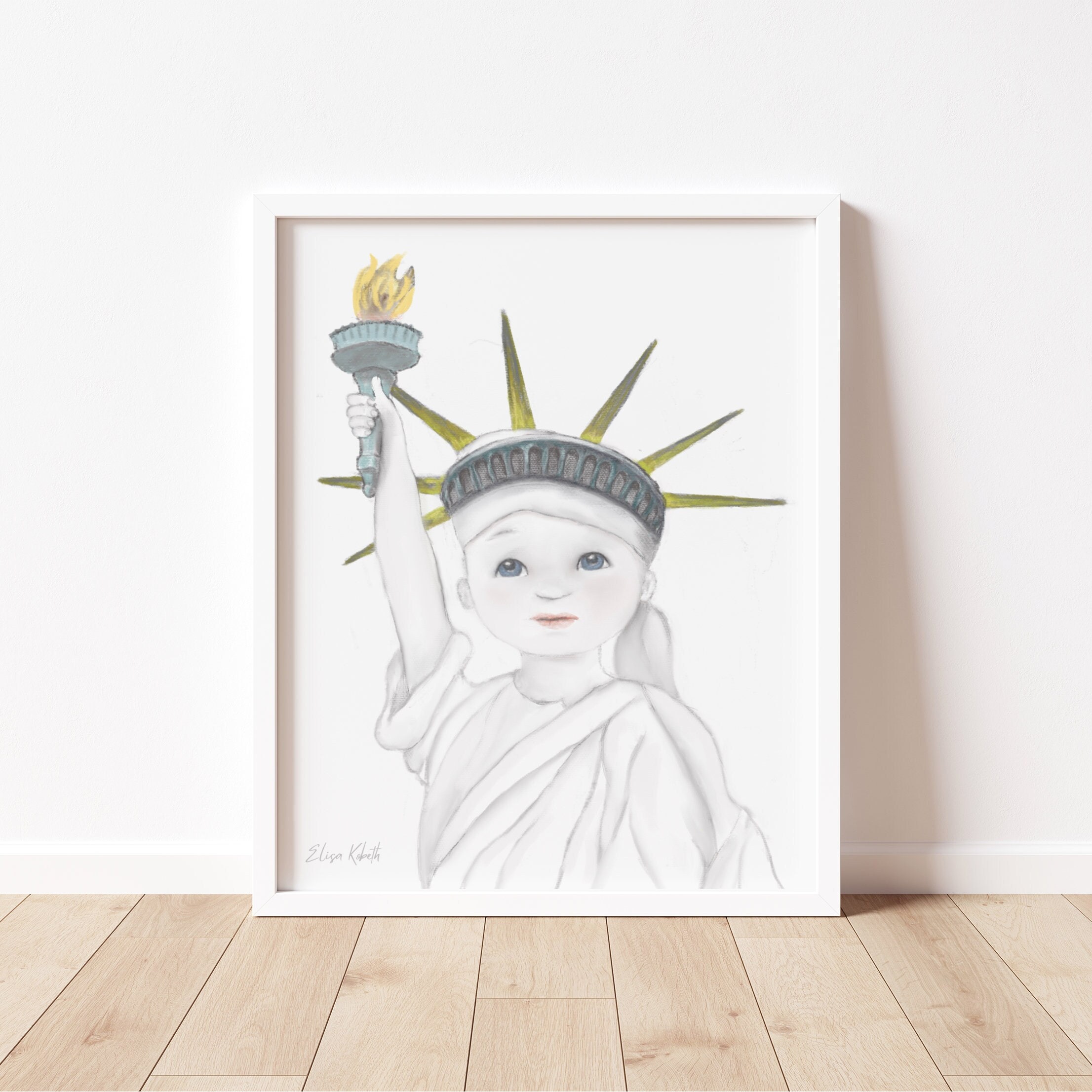 Statue of Liberty Girl Printable Art Lady Liberty Art Print ...