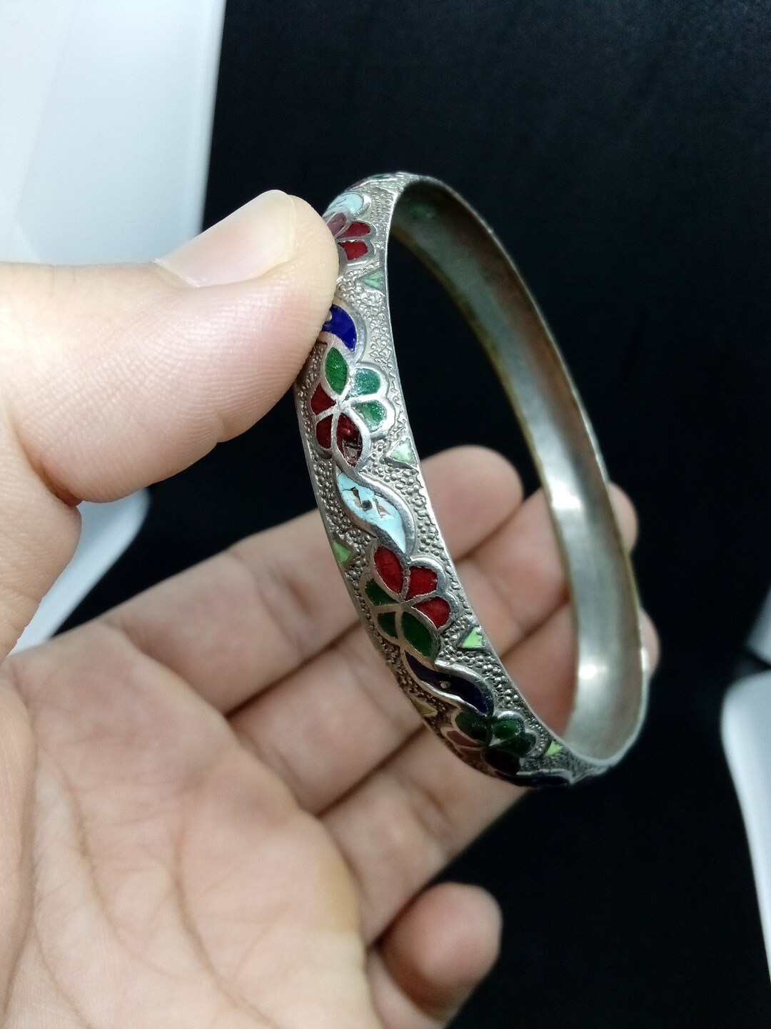 Berber Silver Bangle From Morocco – Handmade Bracelet With Floral ...