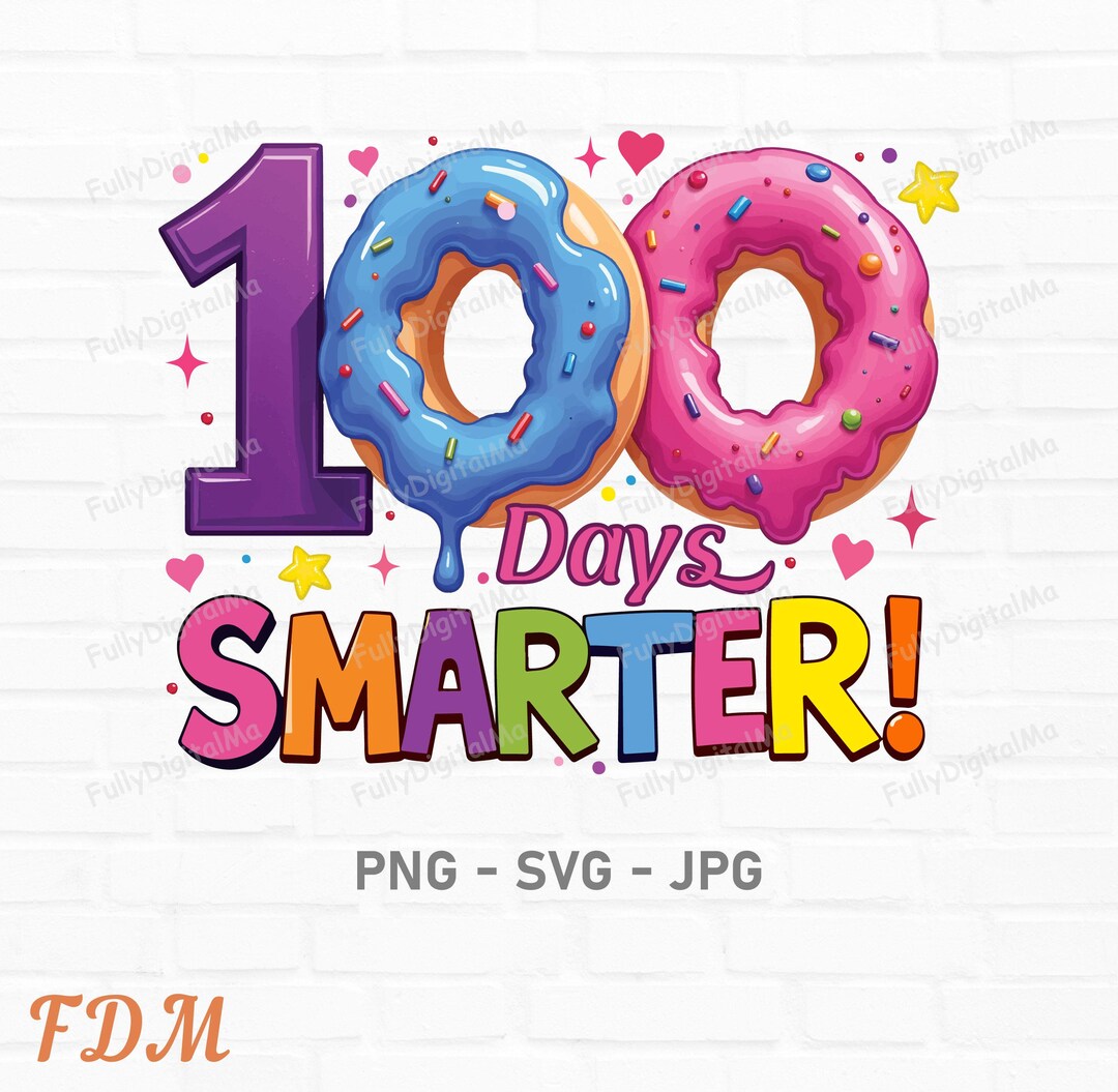100 Days Smarter Png, 100 Days of School Kids Png, Happy 100 Days of ...