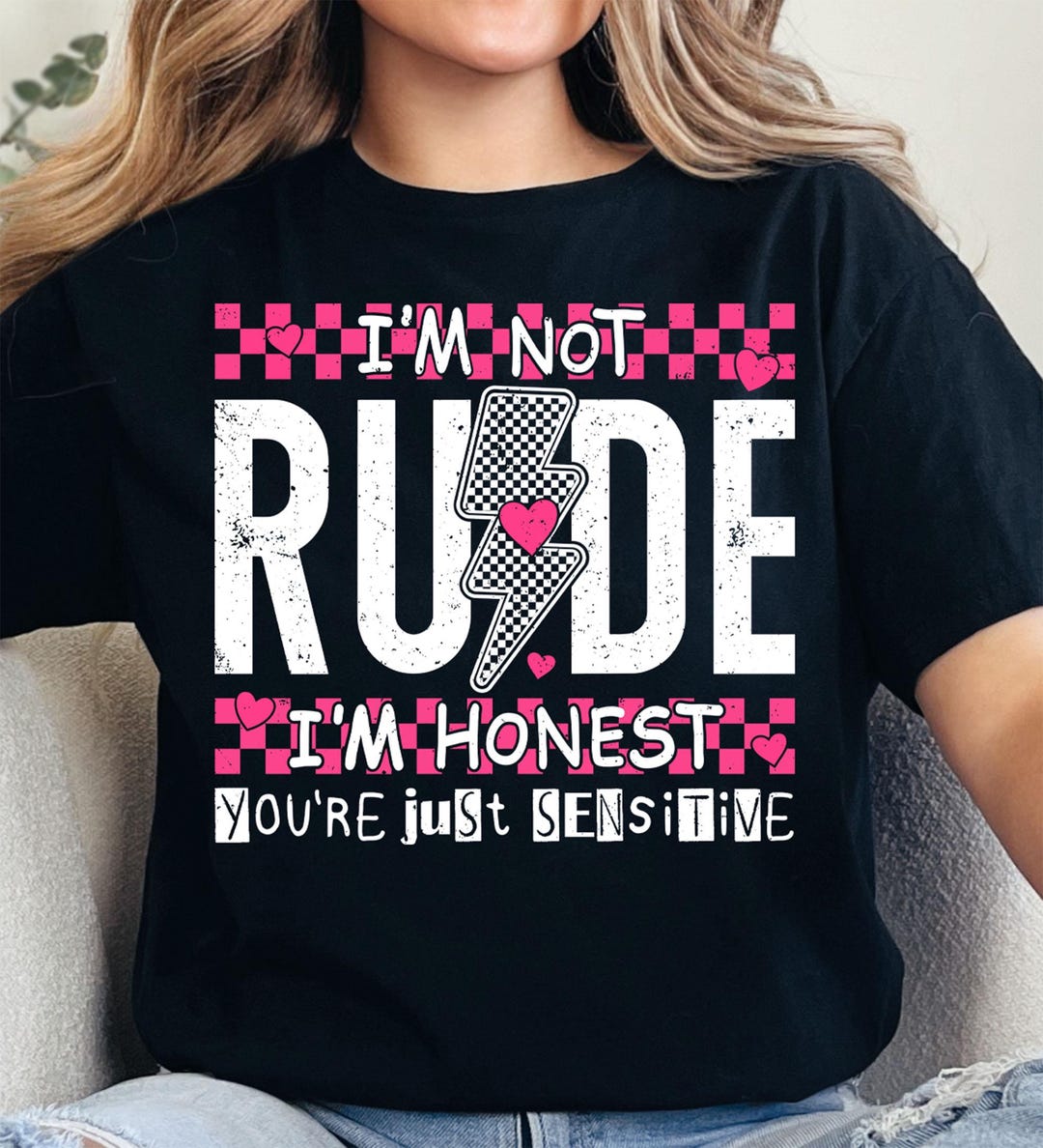 I'm Not Rude PNG SVG, Funny Sarcastic Sayings, Retro Checkered Png Svg ...