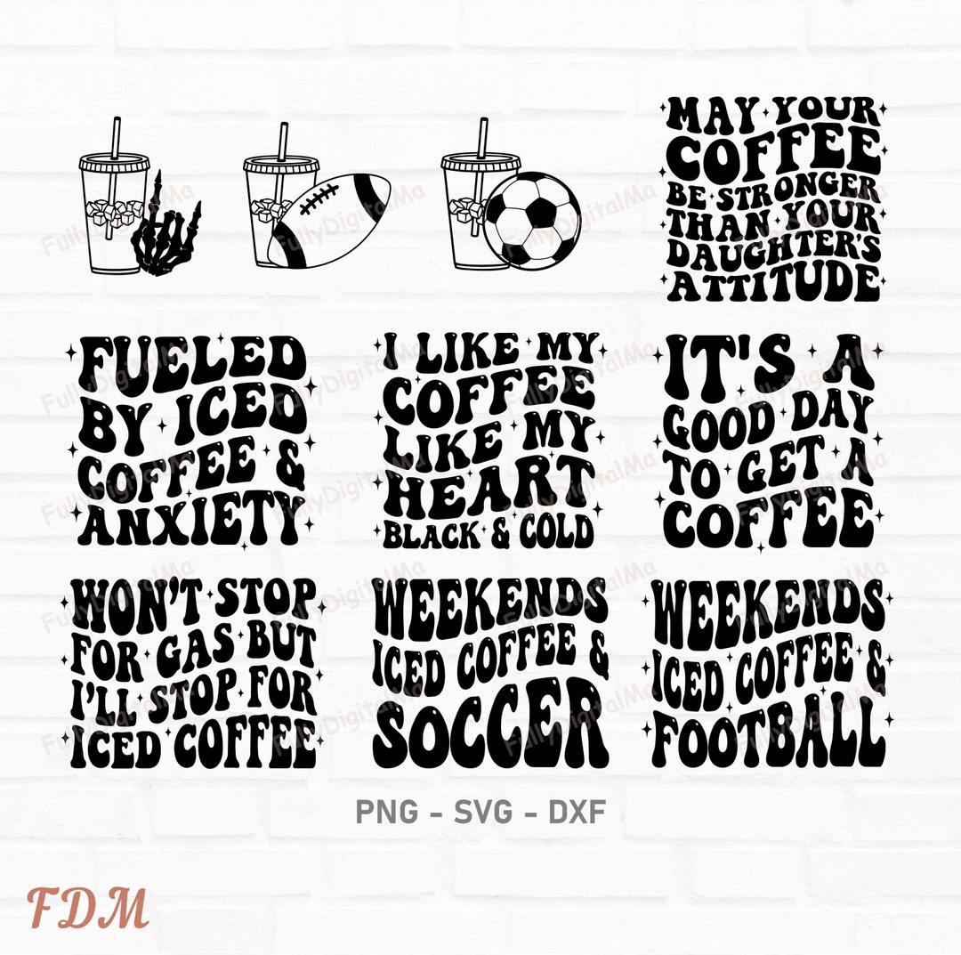 Iced Coffee Bundle SVG, Trendy Iced Coffee Png, Sublimation Bundle ...