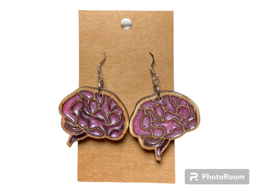 Laser Cut Wood Brain Earrings: Hypoallergenic Steel Fittings - Etsy