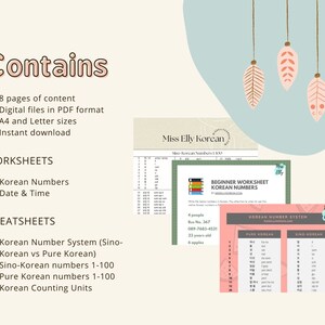 Korean Numbers, Counting, Date and Time PDF Cheatsheet & Worksheet - Etsy
