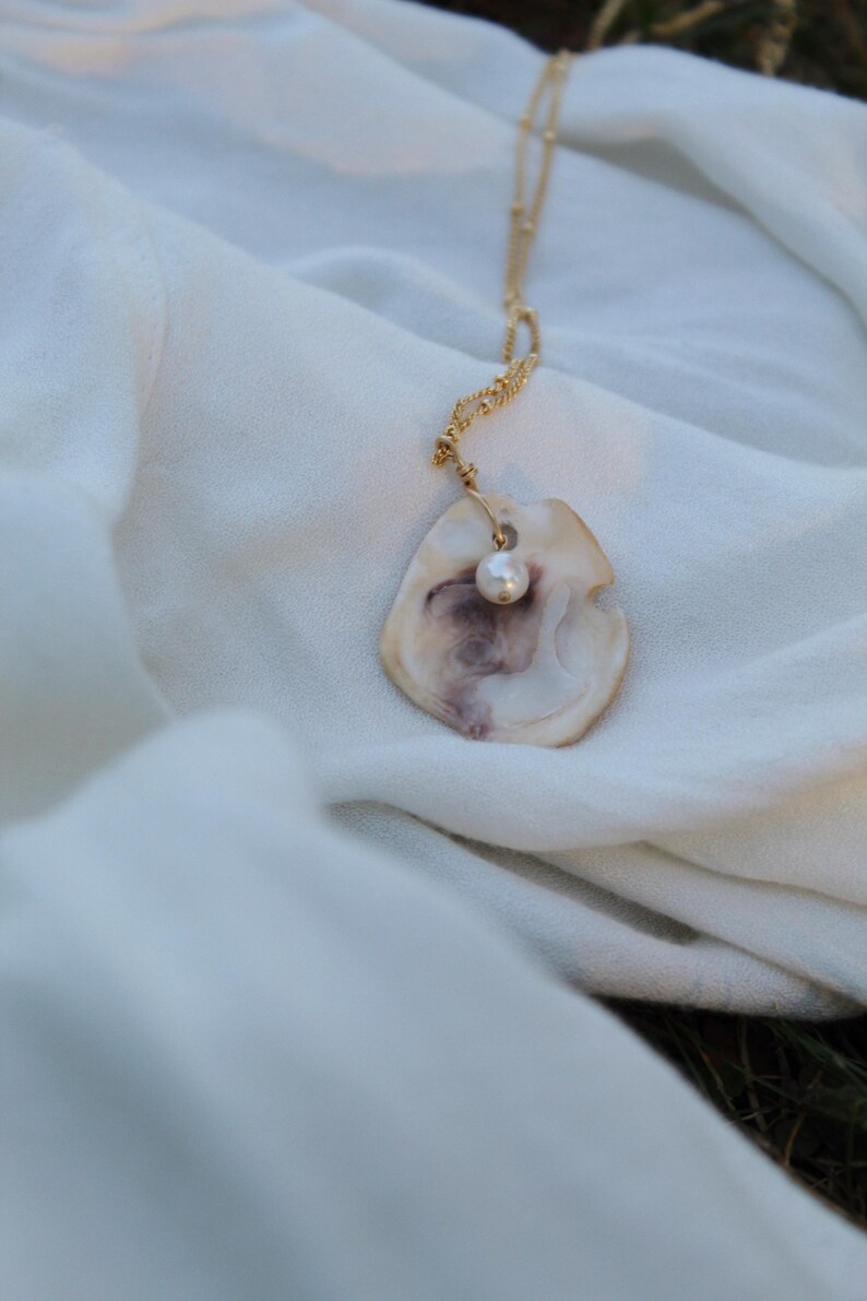 Oyster Shell & Pearl Necklace | 14k Gold Filled - Etsy