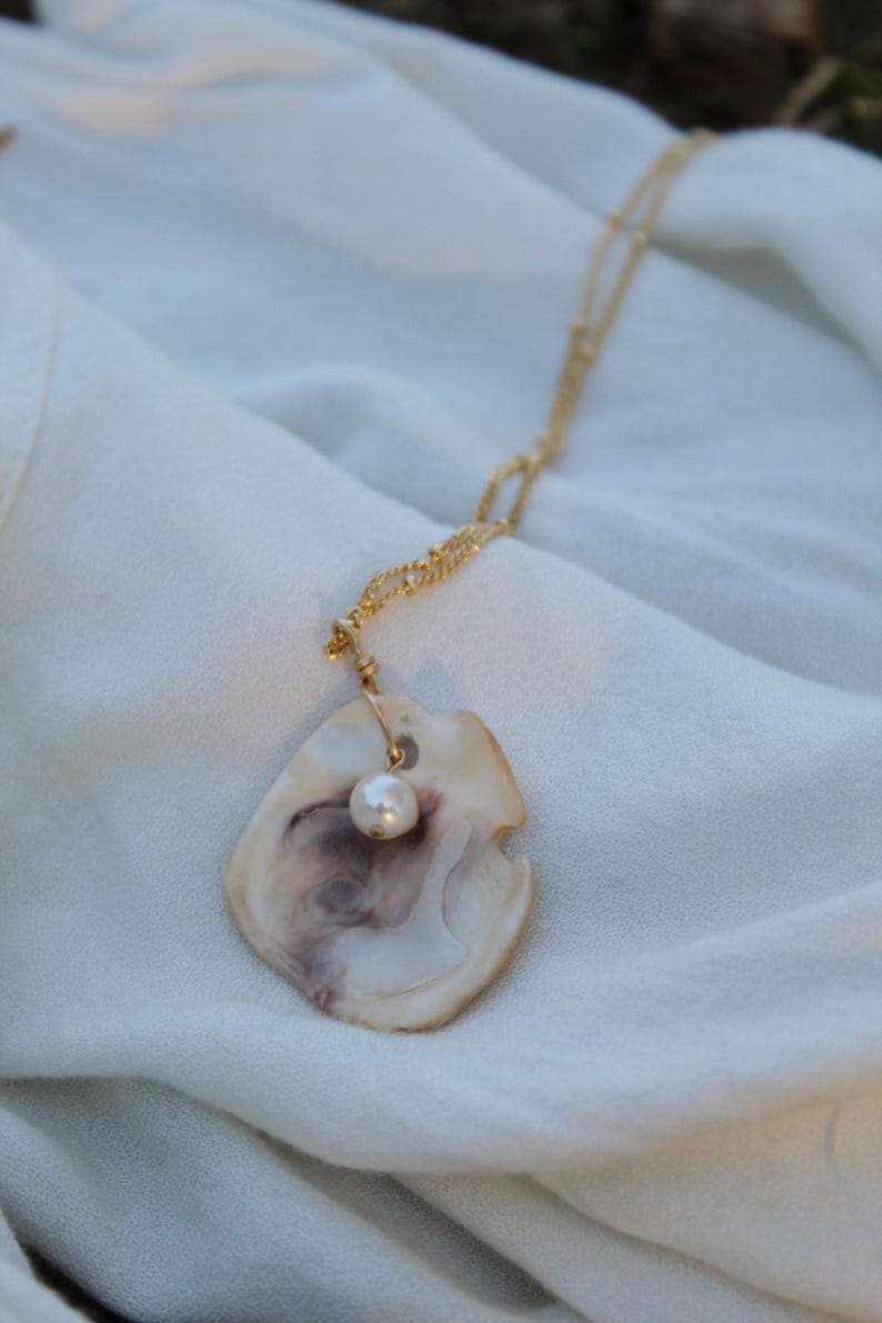 Oyster Shell & Pearl Necklace | 14k Gold Filled - Etsy