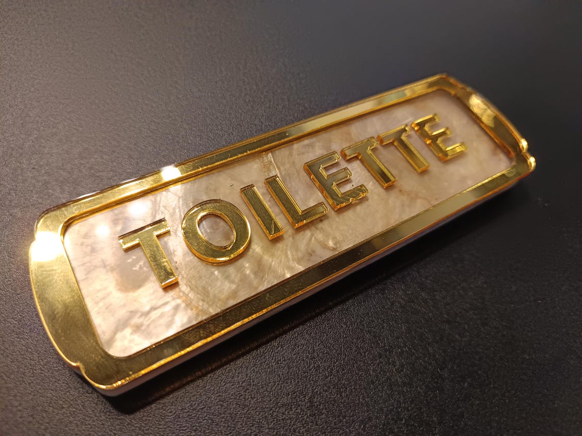 Gold Soft Seashell Toilette Door Sign, Vintage Style Natural Toilet ...