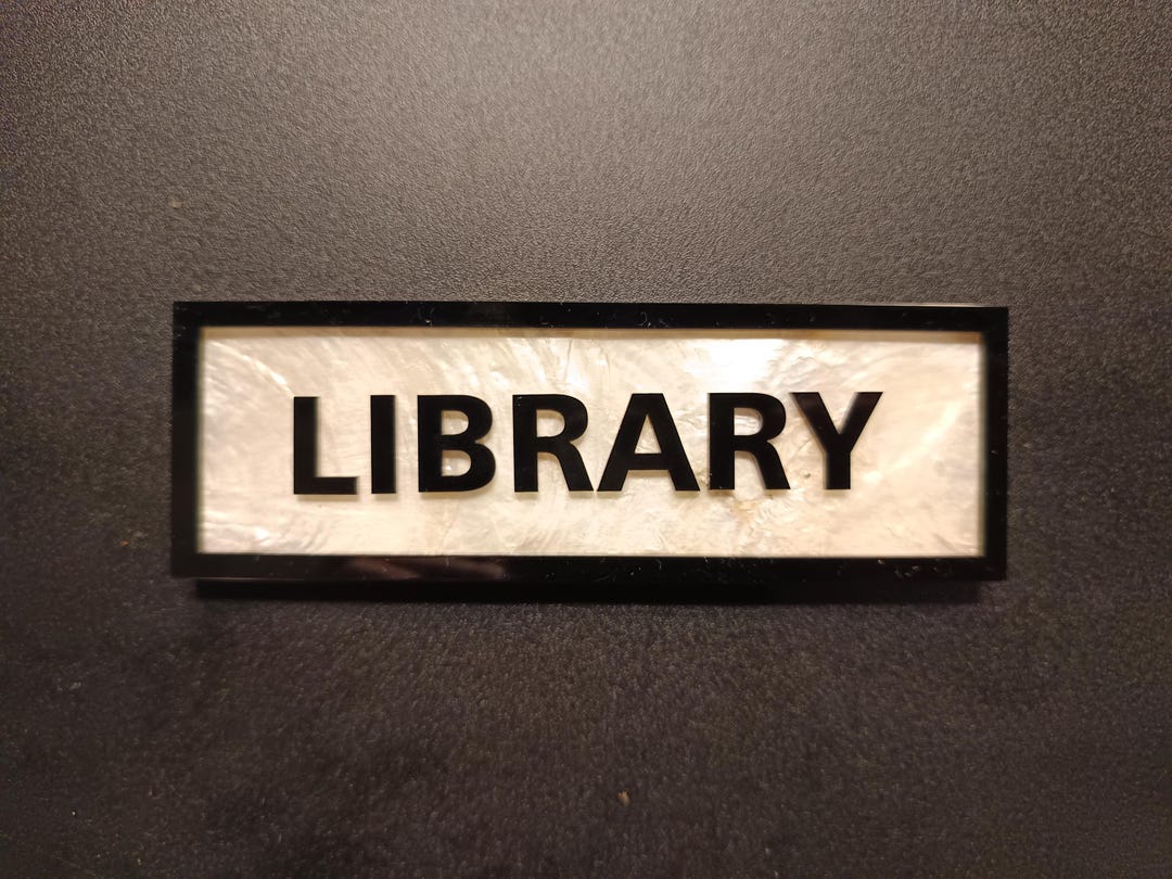 White Soft Seashell Library Door Sign, Rectangular Natural Library Door ...