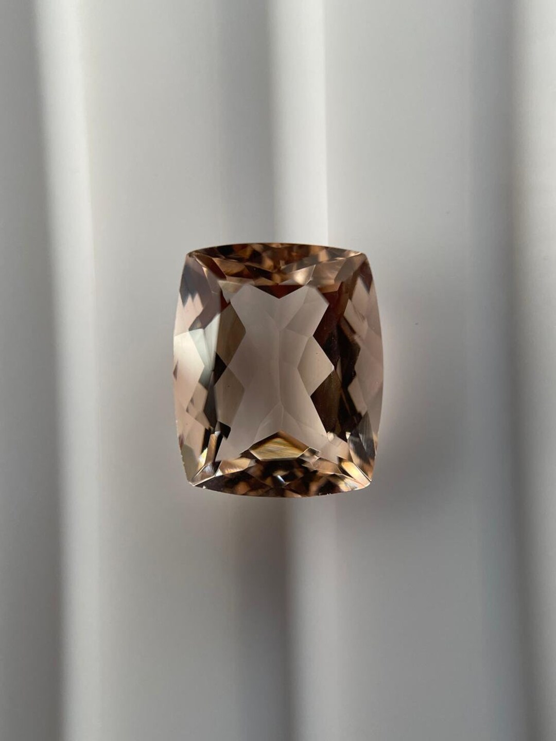 Cushion Cut Morganite, Champagne Color, Lab Created Morganite, Top ...