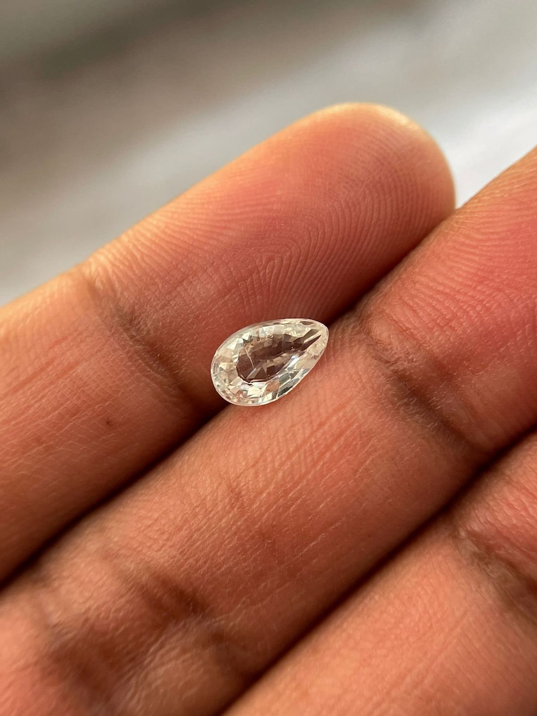 Pear Cut White Sapphire, Natural Ceylon Sapphire, Faceted, Excellenr ...