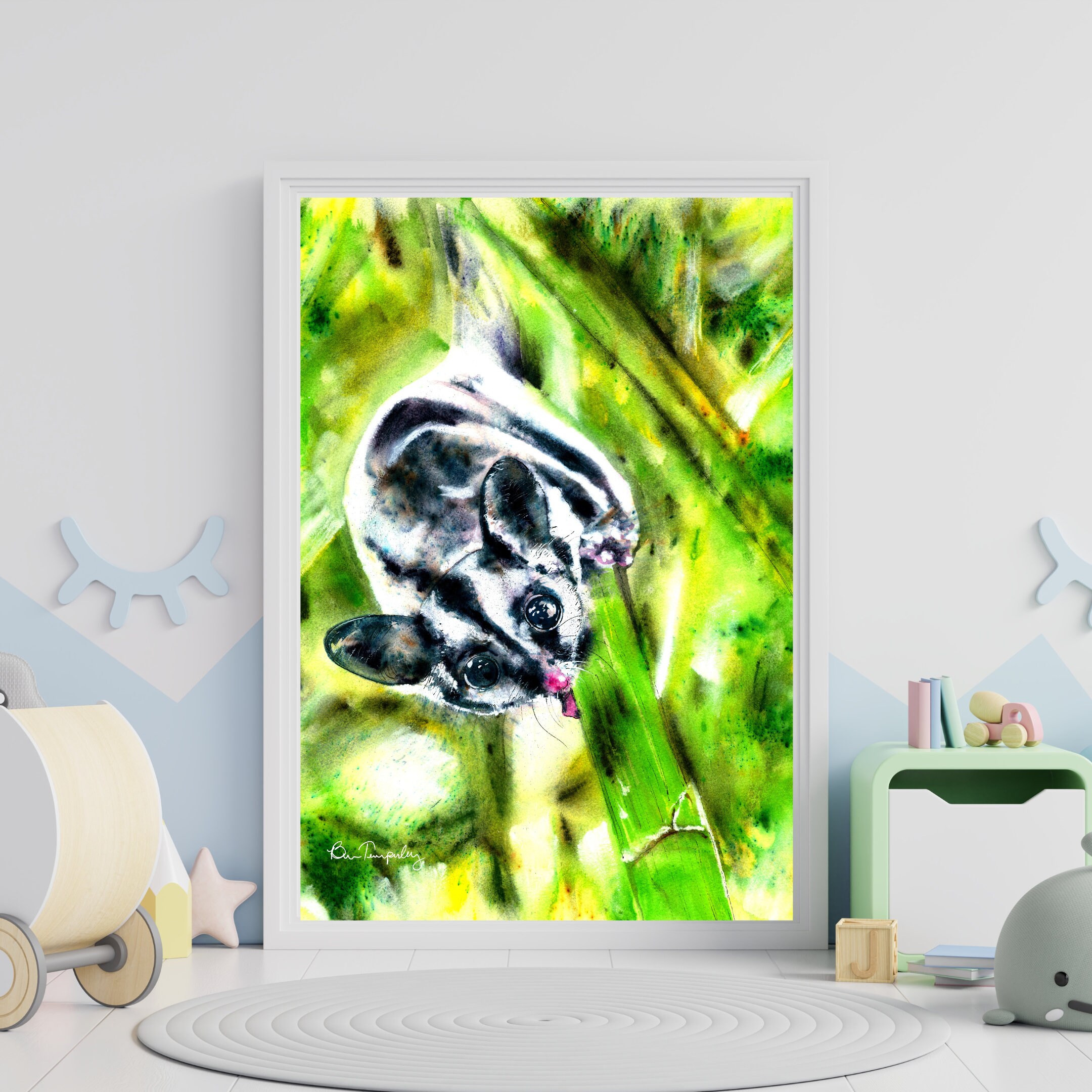 Sugar Glider Watercolor Painting Sugar Glider Art Woodland - Etsy
