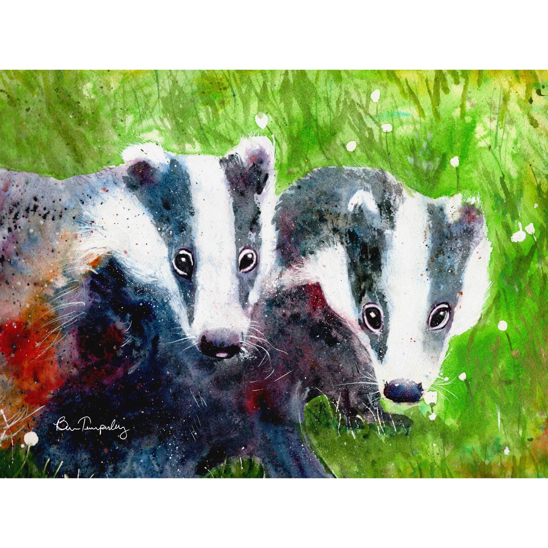 Badger Watercolor Painting, Badger Art Print, Forest Animals, Wildlife ...
