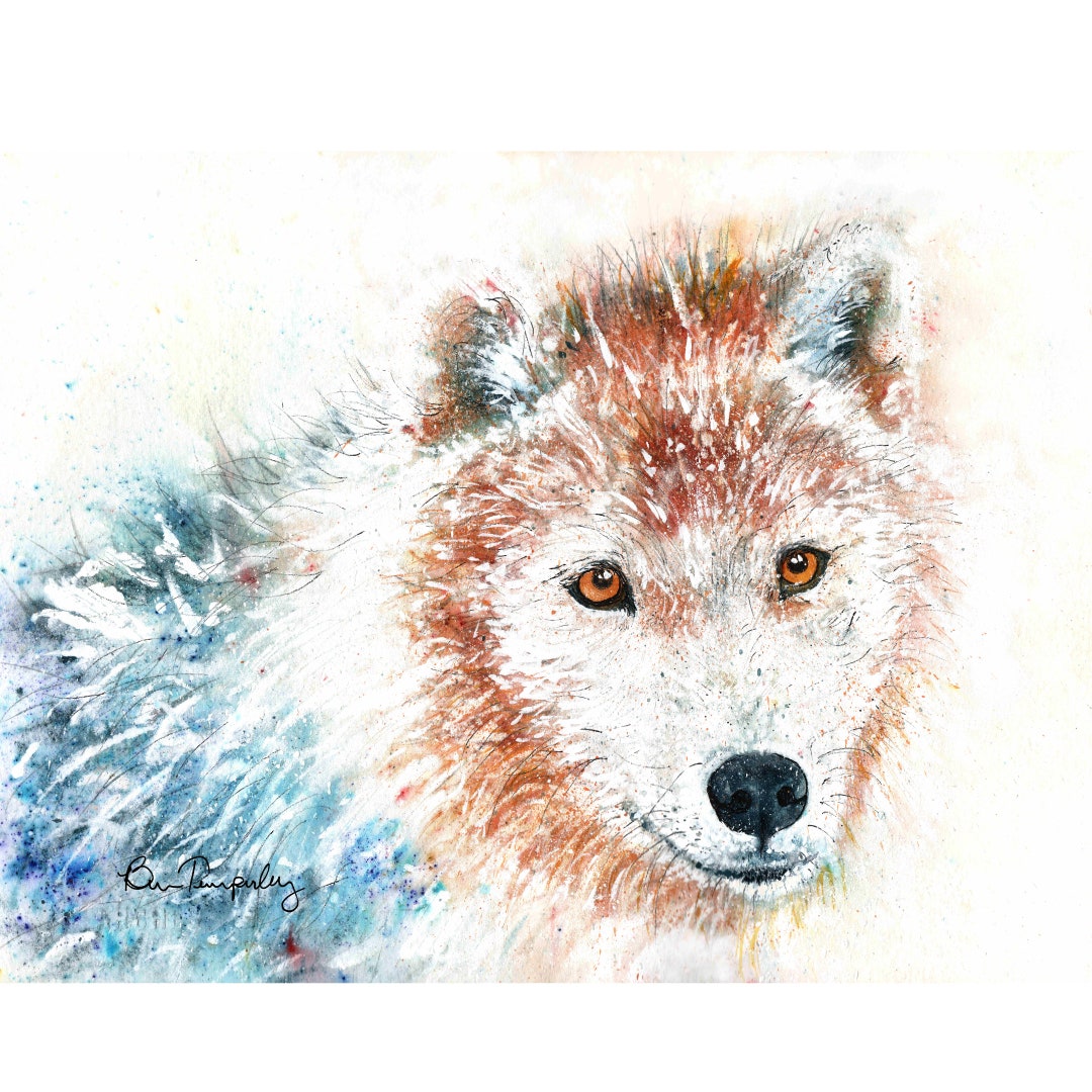 White Wolf Art Print, Wolf Painting, Arctic Wolf, Wolf Poster, Winter ...