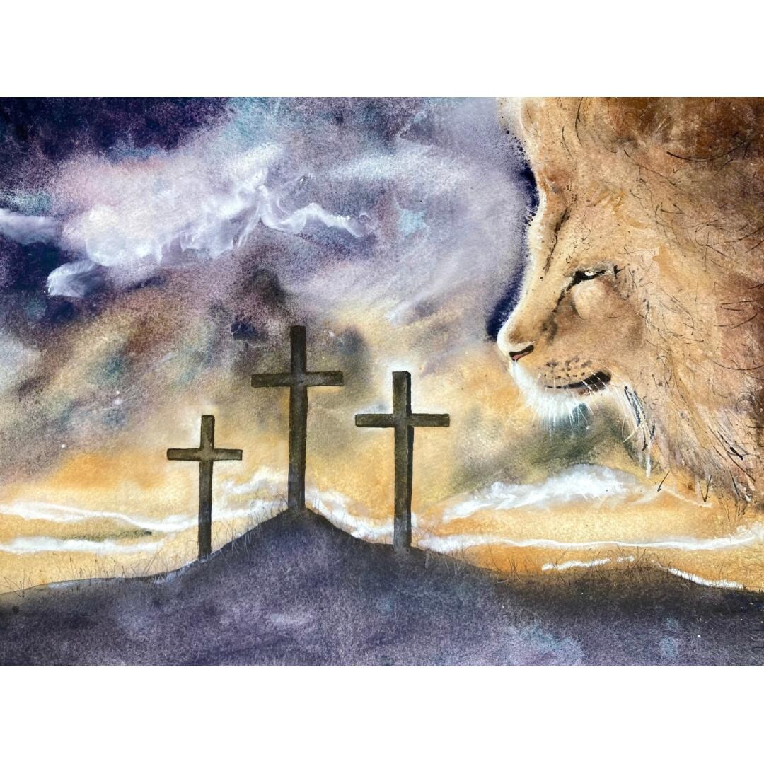 Easter, Lion Painting, Calvary, Three Crosses, , Resurrection ...
