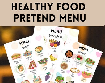 Printable Pretend Play Menus Printable, Kids Breakfast, Lunch, Dinner ...