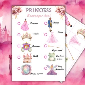 Princess Scavenger Hunt, Kids Birthday Party Game, Fairy Tale Scavenger ...