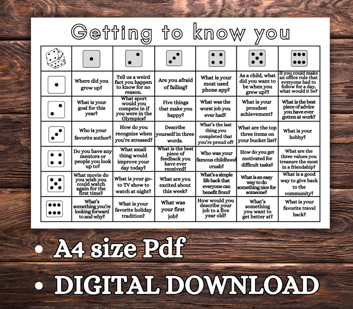 Dicebreaker Game, Icebreaker Activity for Adults, Conversation Starters ...