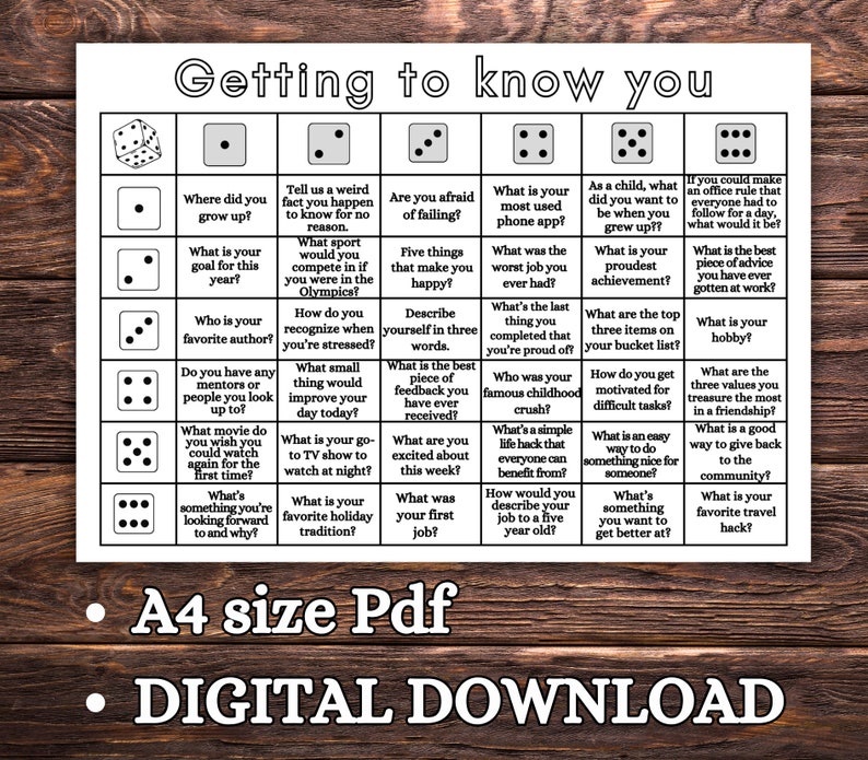 Dicebreaker Game, Icebreaker Activity for Adults, Conversation Starters ...