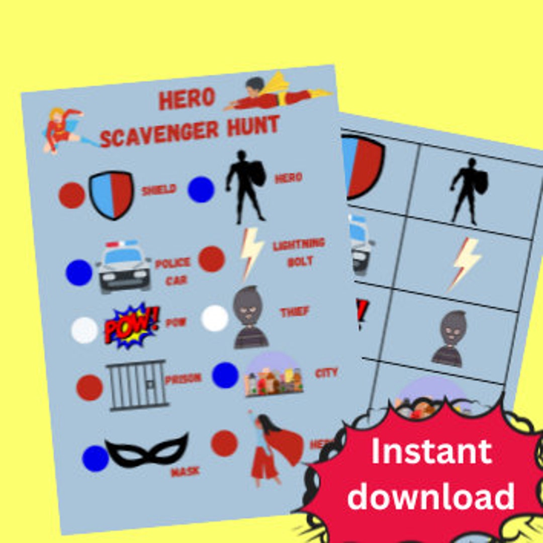 Hero Treasure Hunt Kids Birthday Party Games Scavenger Hunt - Etsy
