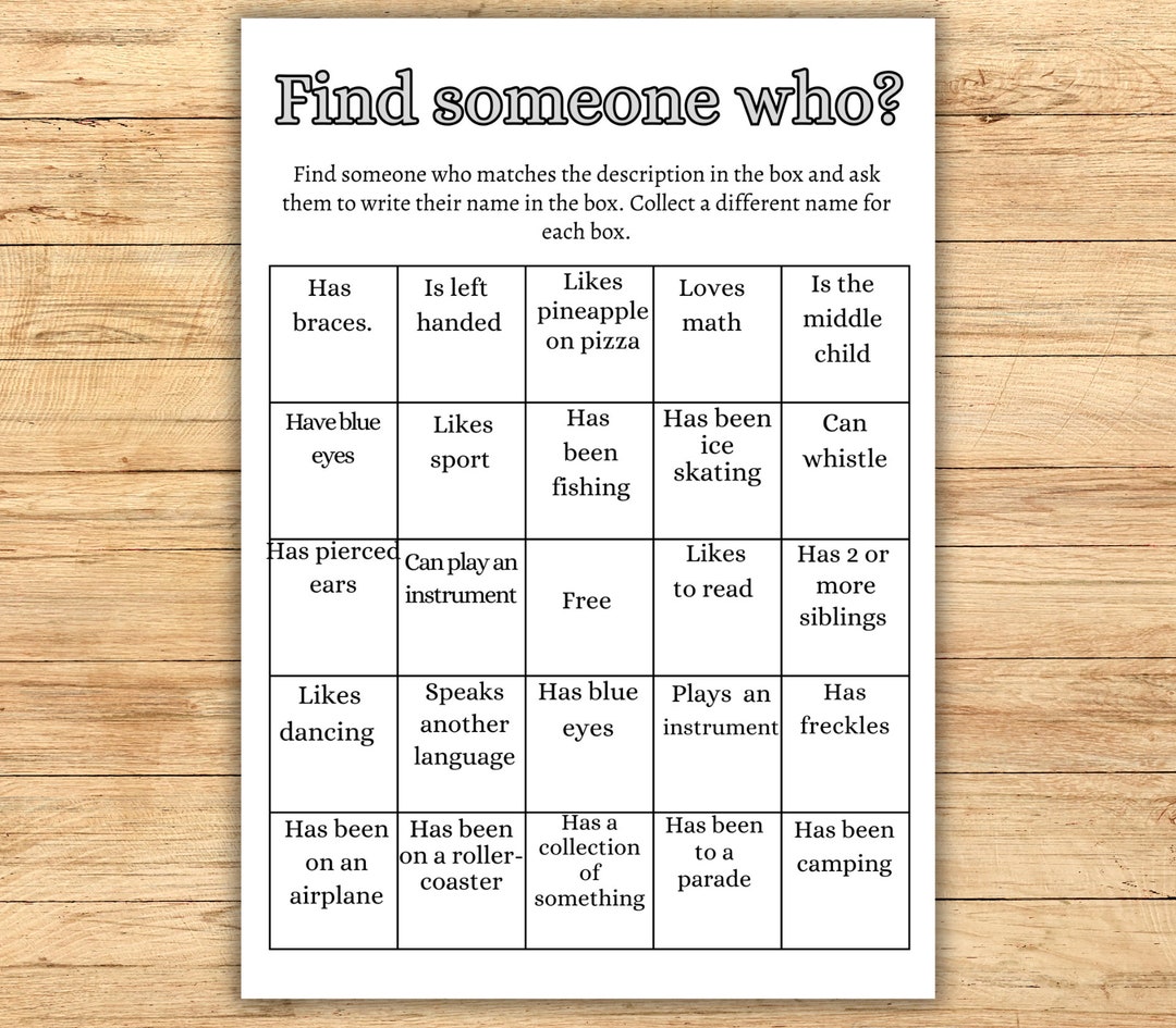 Get to Know You Bingo, Find Someone Who Bingo, Find the Guest Bingo ...