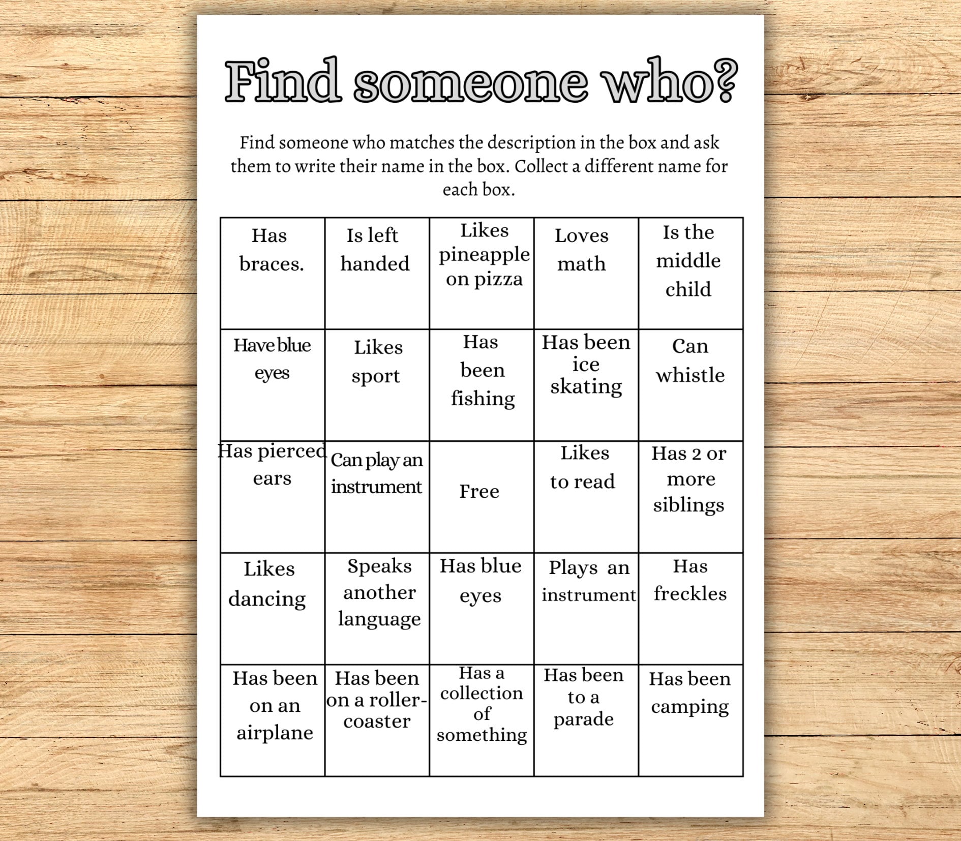 Get to Know You Bingo, Find Someone Who Bingo, Find the Guest Bingo ...