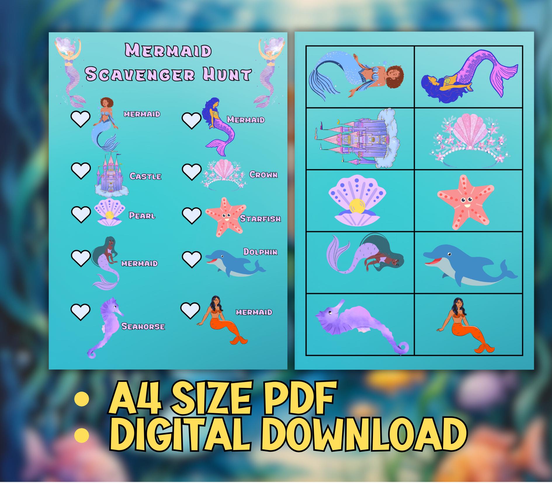 Underwater Kid Party Game, Mermaid Scavenger Hunt, Child Birthday Party ...