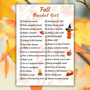 Fall Bucket List Fall to Do List Fall Time Activities for - Etsy