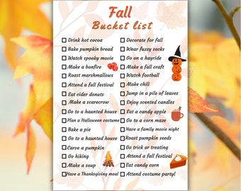 Fall Bucket List, Fall to Do List, Fall Time Activities for Adults ...