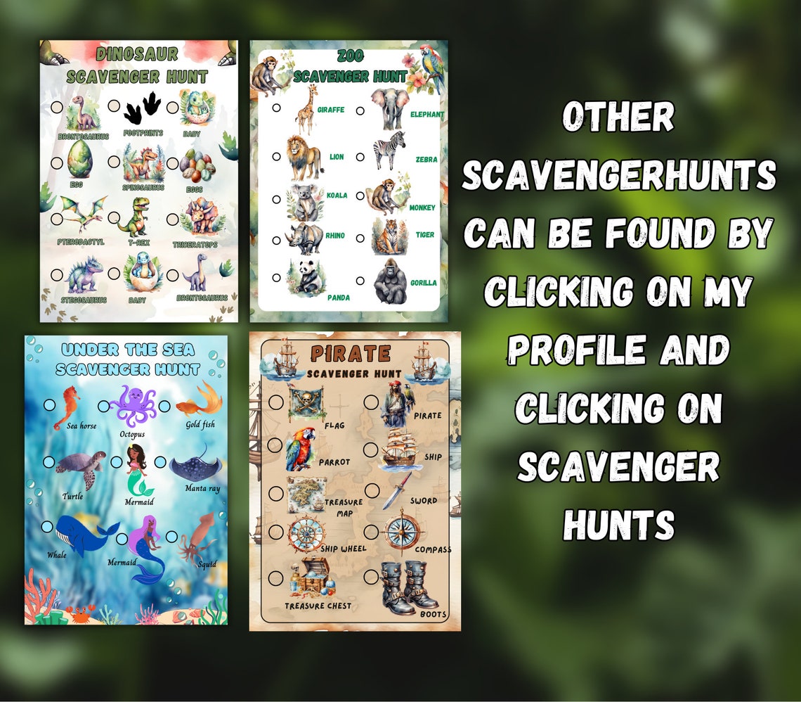 Jungle Scavenger Hunt, Rainforest Scavenger Hunt, Kids Birthday Party ...