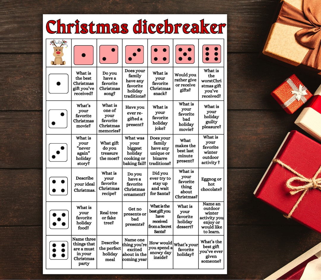 Christmas Dicebreaker, Christmas Icebreaker Game, Icebreaker Activity ...