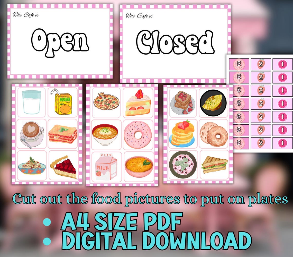 Pretend Reetro Menu, Cute Pretend Diner, Retro Pretend Cafe, Diner ...
