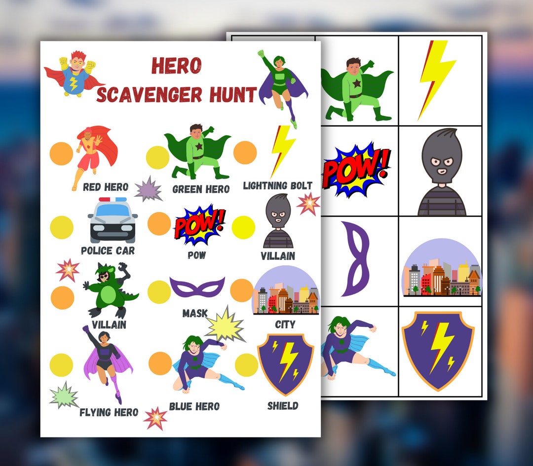 Hero Treasure Hunt, Kids Birthday Party Games, Scavenger Hunt, Hero ...