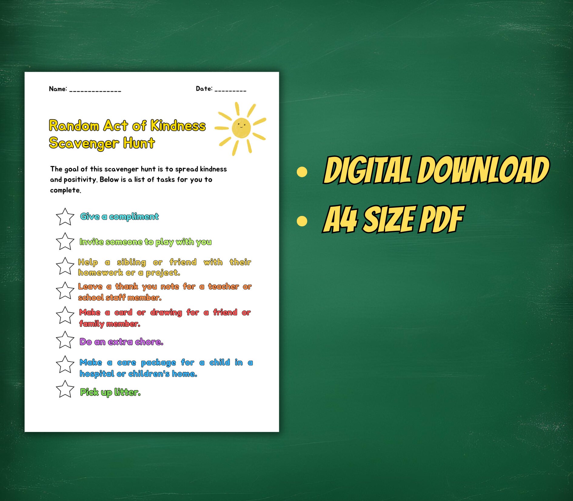 Acts of Kindness Challenge, Kindness Activities for Kids, Back to ...