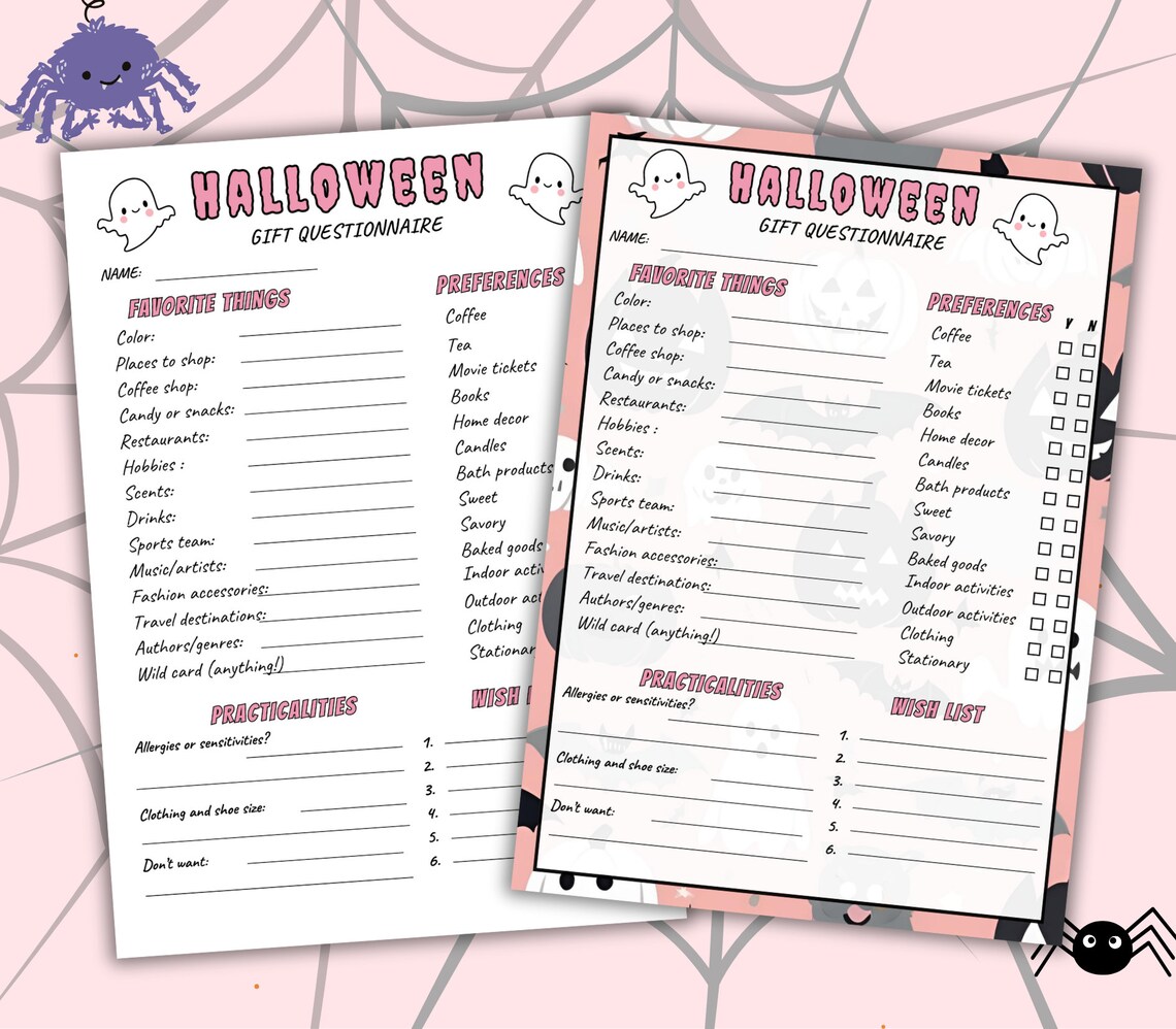 Secret Halloween Questionnaire, Boo Buddy Questionnaire, Halloween Gift ...
