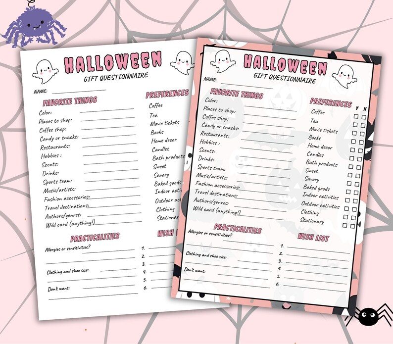 Secret Halloween Questionnaire, Boo Buddy Questionnaire, Halloween Gift ...
