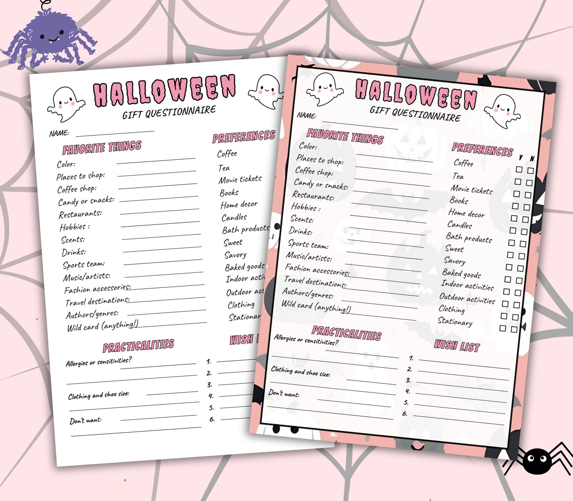 Secret Halloween Questionnaire, Boo Buddy Questionnaire, Halloween Gift ...