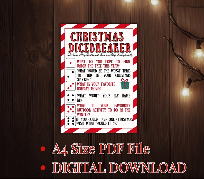 Christmas Dicebreaker, Christmas Icebreaker Game - Etsy