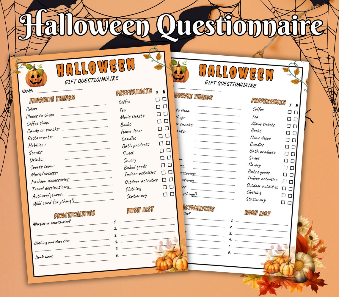 Secret Halloween Questionnaire, Secret Boo Buddy Survey, Gift Exchange ...