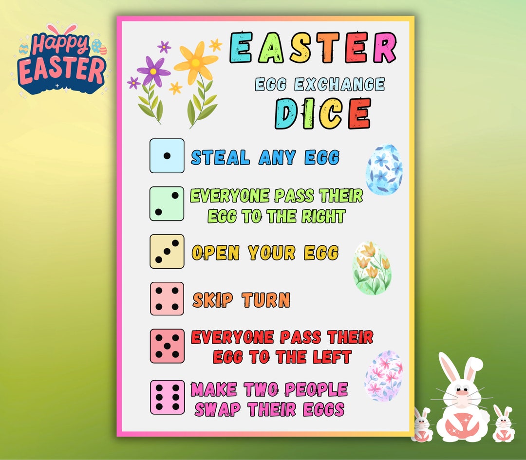 Easter Egg Dice Game, Easter Party Games, Printable Easter Games ...