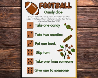 Football Candy Dice Game, Football Party Games for Kids, Birthday Party ...